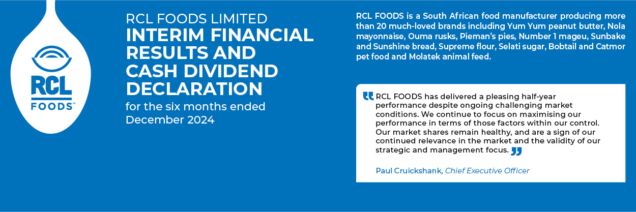 RCL Foods delivers a pleasing half-year performance - Ghost Mail